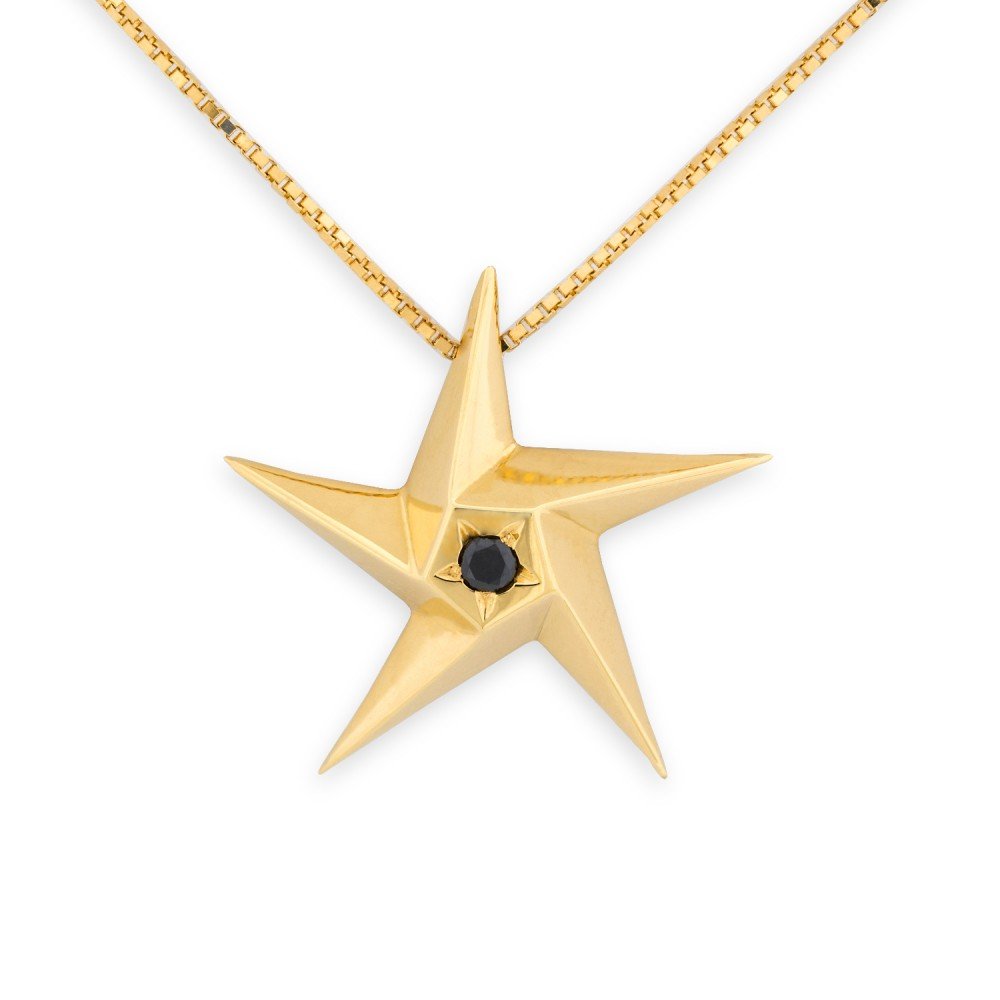 Customisable Gemstone Gold Star Pendant - Dalia Daou Jewellery London